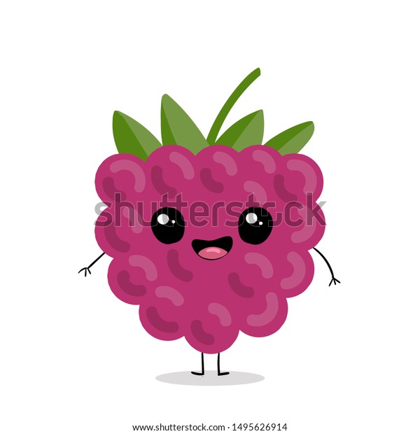 Cute Raspberry Vector Illustration Sketch Character Stock Vector ...