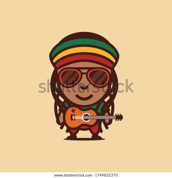 Cute Rasta Reggae Character Logo Icon Stock Vector (Royalty Free ...