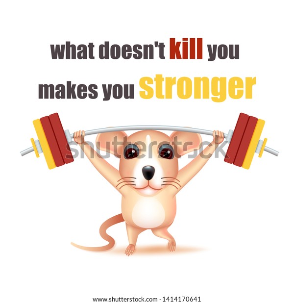 Cute Rat Exercing By Lifting Weights Stock Vector (Royalty Free ...
