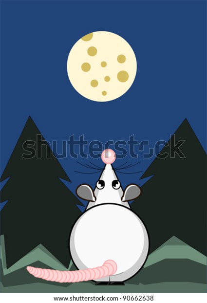 Cute Rat Moon Cheese Stock Vector (Royalty Free) 90662638