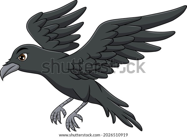 Cute Raven Bird Cartoon Vector Illustration Stock Vector (Royalty Free ...
