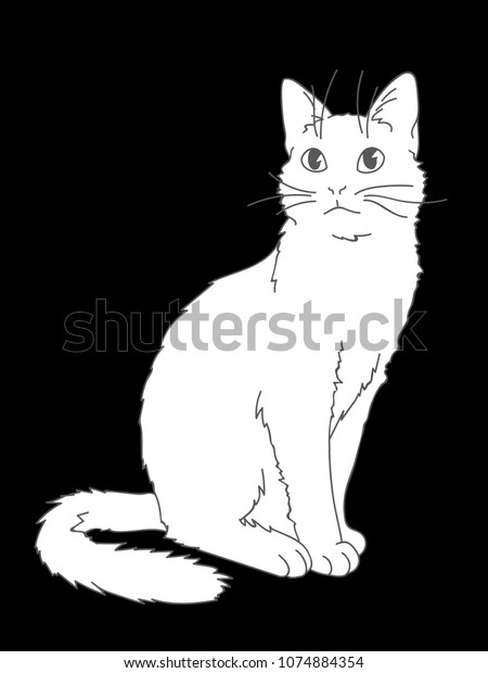 Cute Realistic Cat Sitting Vector Illustration Stock Vector (Royalty ...