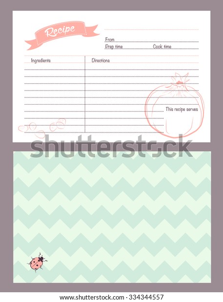 Cute Recipe Card Template Pomegranate Silhouette Stock Vector (Royalty ...