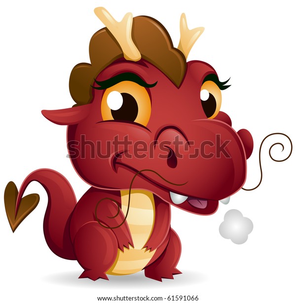 Cute Red Baby Dragon Vector Stock Vector (Royalty Free) 61591066 ...
