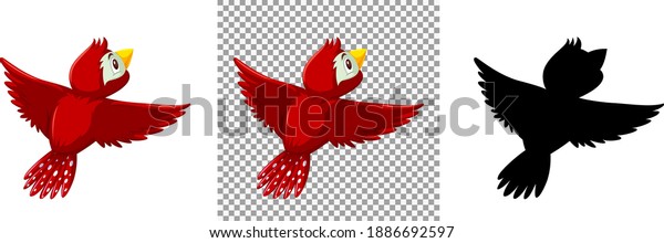 Cute Red Bird Cartoon Character Illustration Stock Vector (Royalty Free ...