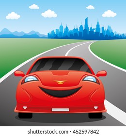 Vector Illustration Red Car Cartoon On Stock Vector (Royalty Free ...