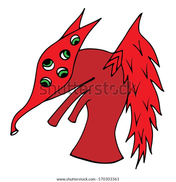 Cute Red Cartoon Monster Many Eyes Stock Vector (Royalty Free) 570303361