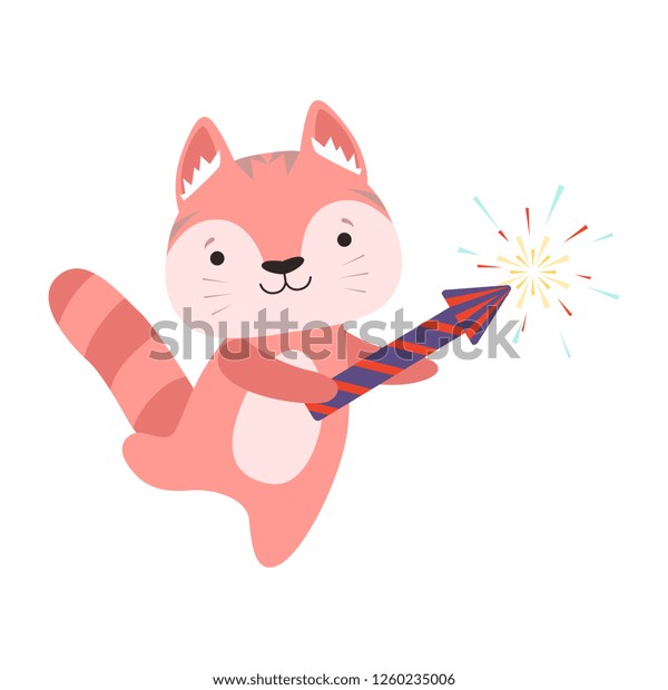 Cute Red Cat Party Popper Lovely Stock Vector (Royalty Free) 1260235006 ...
