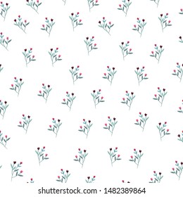 Cute Red Flower Seamless Pattern Stock Vector (Royalty Free) 1482389864 ...