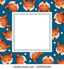 Cute Red Fox On Indigo Blue Stock Vector (Royalty Free) 1199643181 ...