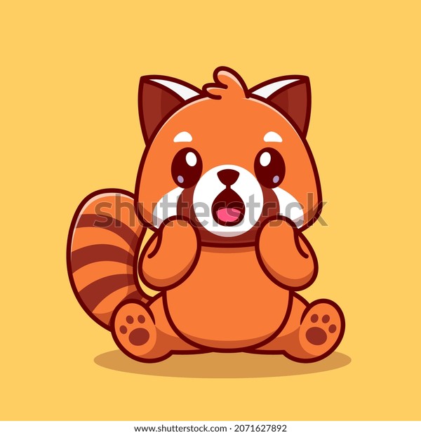 Cute Red Panda Surprised Cartoon Vector Stock Vector (Royalty Free ...
