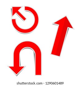 Cute Red Paper Arrow Stickers Shadows Stock Vector (Royalty Free ...