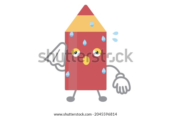 Cute Red Pen Character Sweating Vector Stock Vector (Royalty Free ...