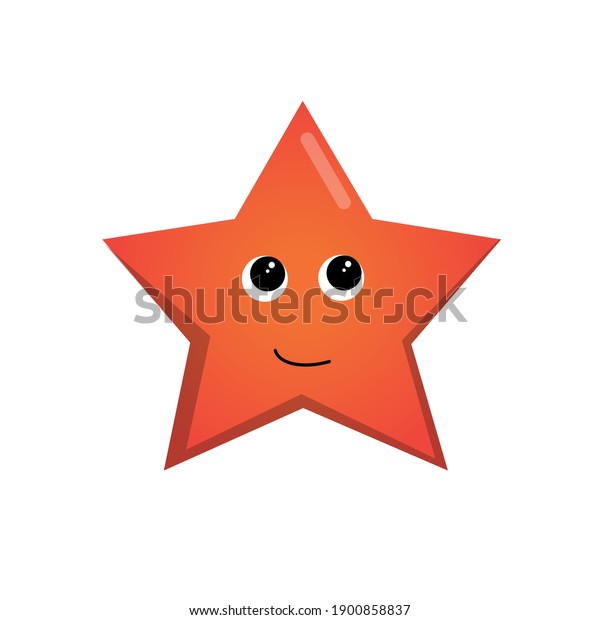 Cute Red Star Cartoon Style Isolated Stock Vector (Royalty Free ...