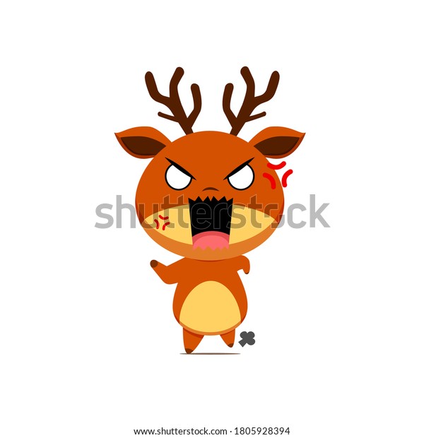 Cute Reindeer Character Got Angry Isolated Stock Vector (Royalty Free ...