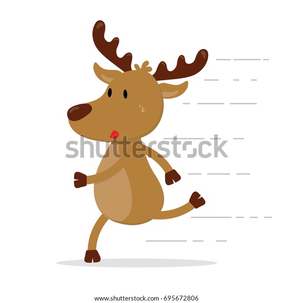Cute Reindeer Character Running Stock Vector (Royalty Free) 695672806 ...