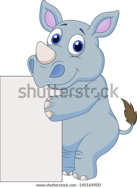 Cute Rhino Blank Sign 스톡 벡터(로열티 프리) 140164900 | Shutterstock