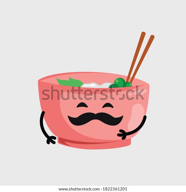 Cute Rice Bowl Vector Hand Stock Vector (Royalty Free) 1822361201 ...