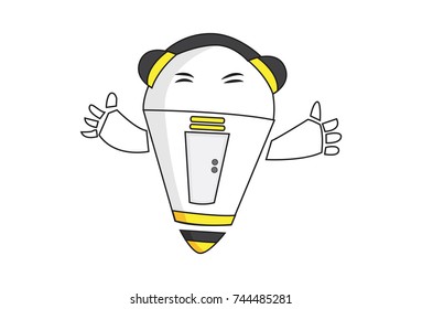 Cute Robot Excited Vector Illustration Isolated Stock Vector (Royalty ...