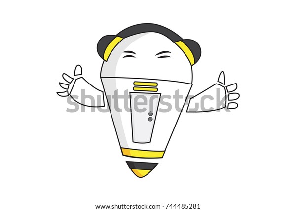 Cute Robot Excited Vector Illustration Isolated Stock Vector (Royalty ...