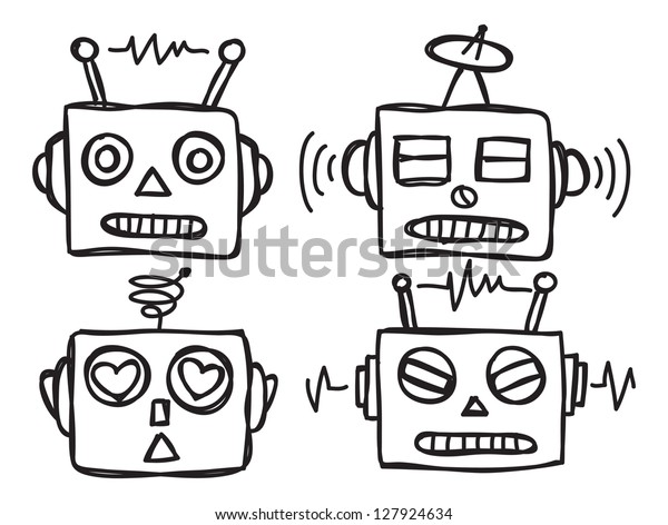Cute Robot Face: vector de stock (libre de regalías) 127924634 ...