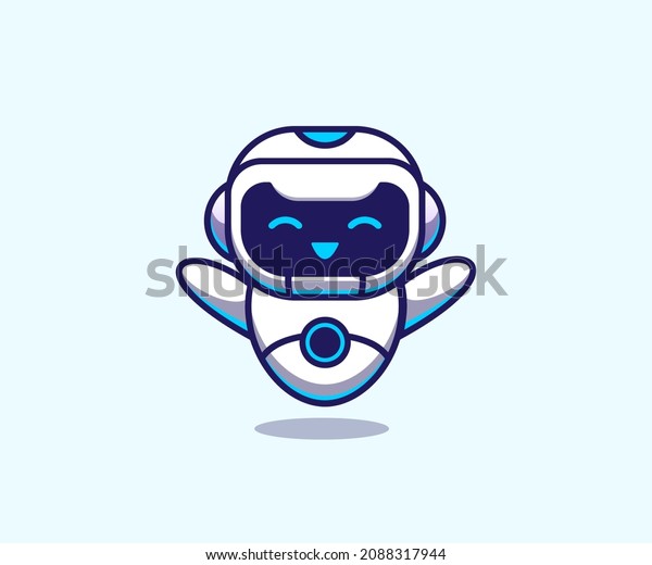 Cute Robot Illustration Mascot Icon Vector Stock Vector (Royalty Free ...