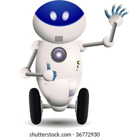 Cute Robot Wheels Waving His Hand Stock Vector (Royalty Free) 36772930 ...