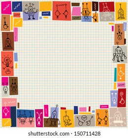 Cute Robots Collage Doodle Border Stock Vector (Royalty Free) 150711428 ...