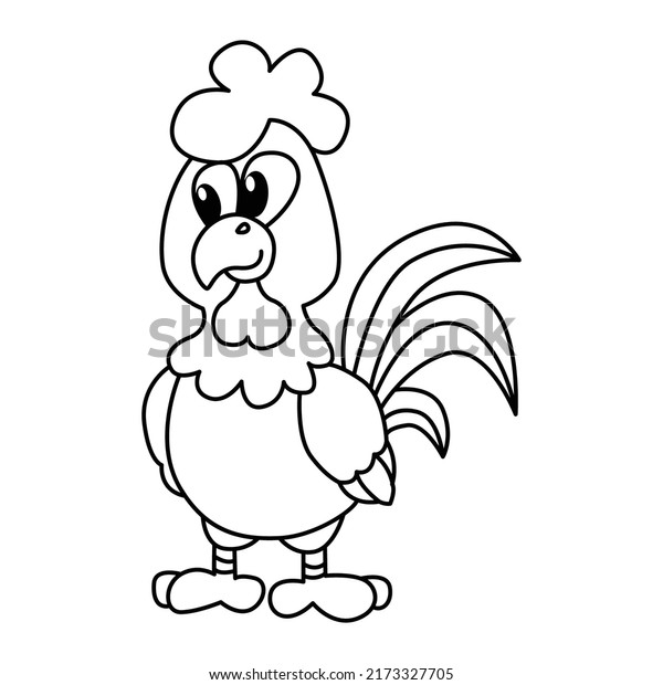 Cute Rooster Cartoon Coloring Page Illustration: เวกเตอร์สต็อก (ปลอดค่า ...