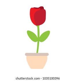 Cute Rose On Pot Silhouette Stock Vector (Royalty Free) 1035098770