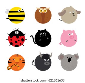 Cute Round Round Animal Stock Vector (Royalty Free) 621861638 ...