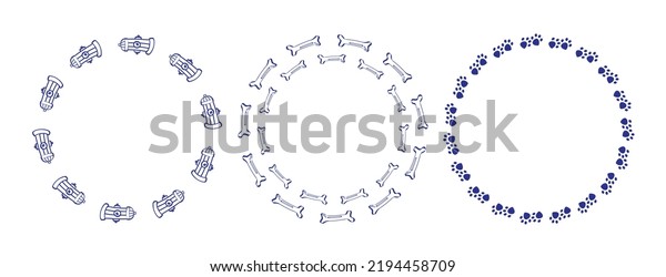 Cute Round Dog Frames Border Bone Stock Vector (Royalty Free ...