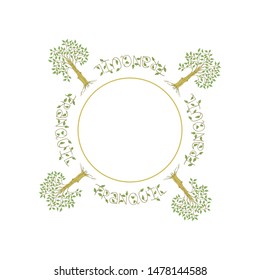 Cute Round Frame Template Ficus Green Stock Vector (Royalty Free ...