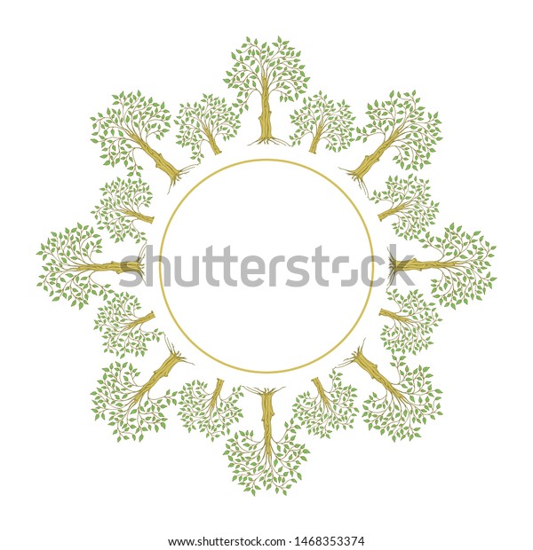 Cute Round Frame Template Ficus Green Stock Vector (Royalty Free ...