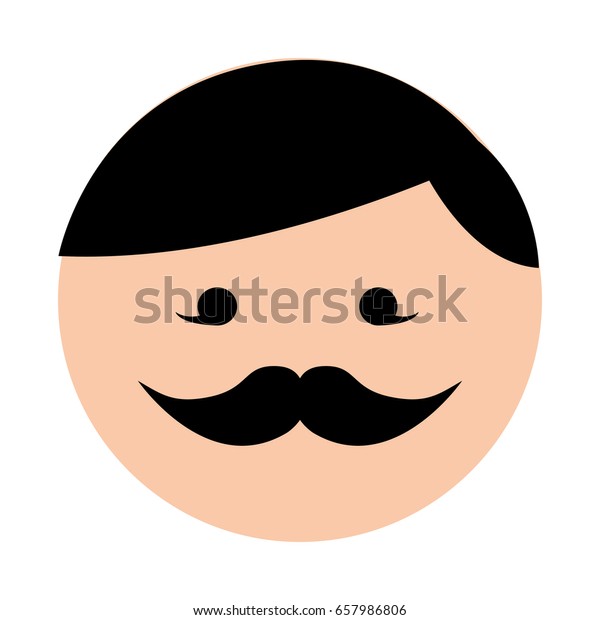Cute Round Moustache Man Face Cartoon Stock Vector (Royalty Free ...