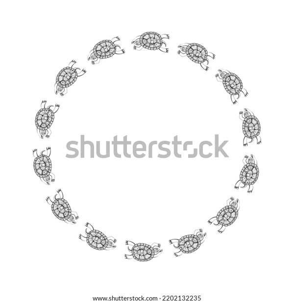 Cute Round Turtle Frame Border Turtles Stock Vector Royalty Free 2202132235 Shutterstock
