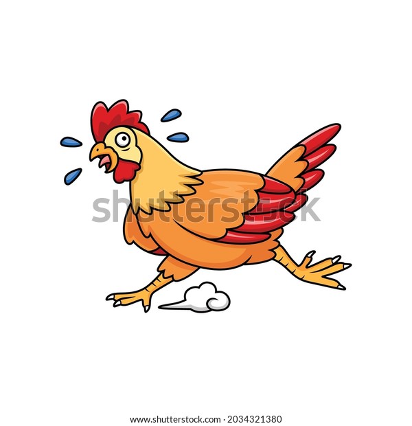 Cute Running Chicken Cartoon Isolated On Stock Vector (Royalty Free ...