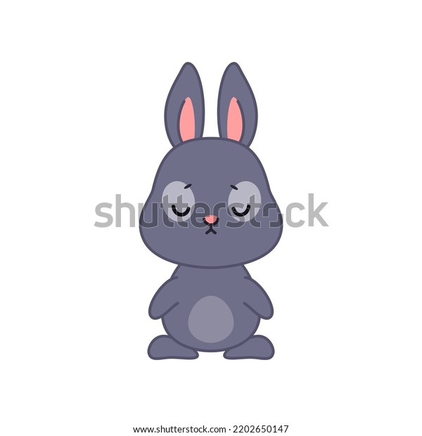 Cute Sad Bunny Flat Cartoon Illustration Stock Vector (Royalty Free ...
