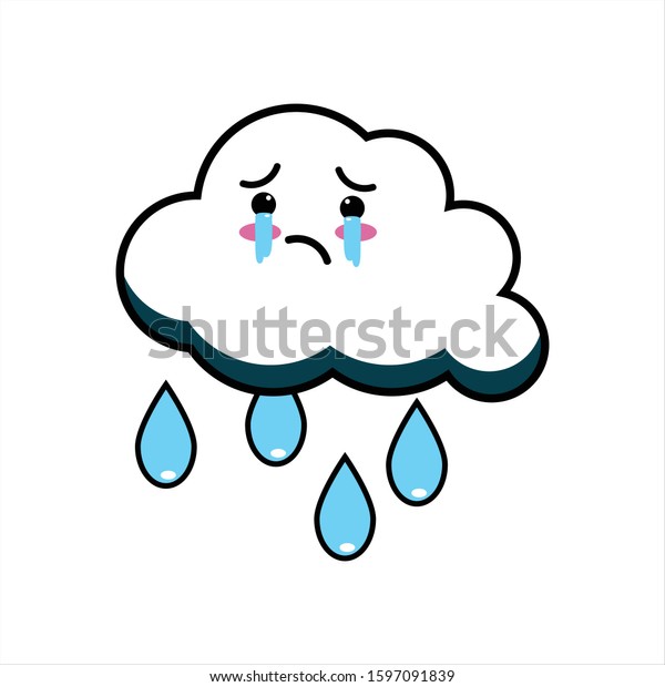 Cute Sad Cloud Chrarter Cartoon Stock Vector (Royalty Free) 1597091839 ...