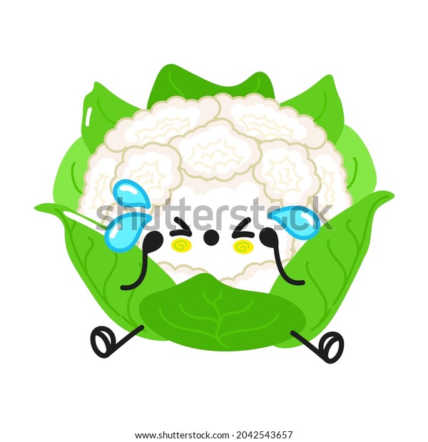 Cute Sad Crying Cauliflower Character Vector Stock Vector (Royalty Free) 2042543657 | Shutterstock