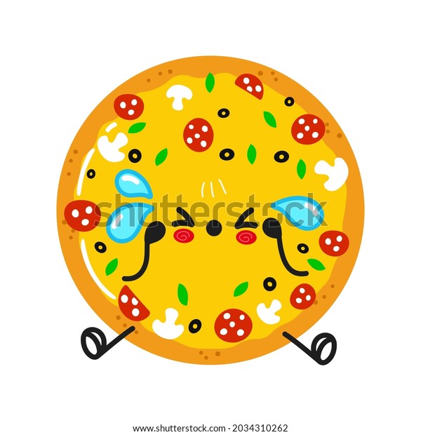 Cute Sad Crying Pizza Character Vector Stock Vector (Royalty Free ...