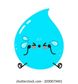 Cute Sad Crying Water Drop Character Stock Vector (Royalty Free ...
