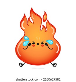 Cute Sad Fire Character Vector Hand Stock Vector (Royalty Free ...