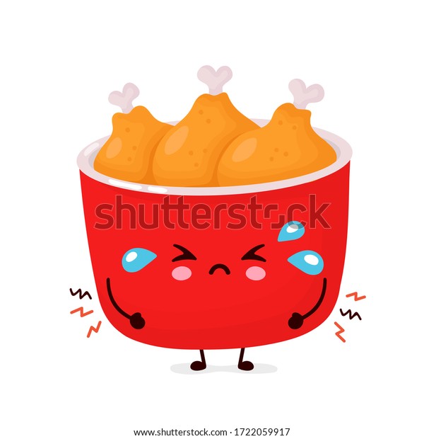 Cute Sad Funny Fried Chicken Bucket Stock Vector (Royalty Free ...