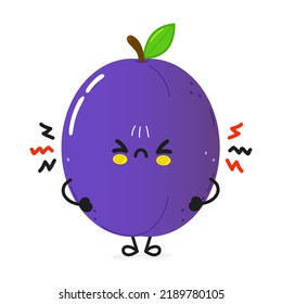 Cute Sad Plum Character Vector Hand Stock Vector (Royalty Free ...
