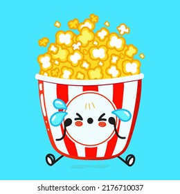 Cute Sad Popcorn Character Vector Hand Stock Vector (Royalty Free ...