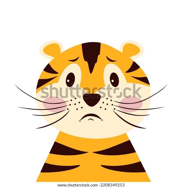 Cute Sad Tiger Cub Cartoon Style Stock Vector (Royalty Free) 2208349253 ...