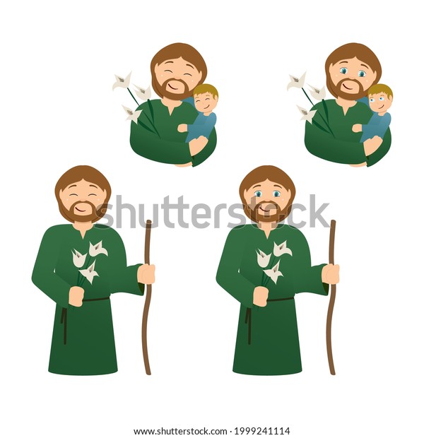Cute Saint Joseph Set 4 Vector Stock Vector (Royalty Free) 1999241114 ...