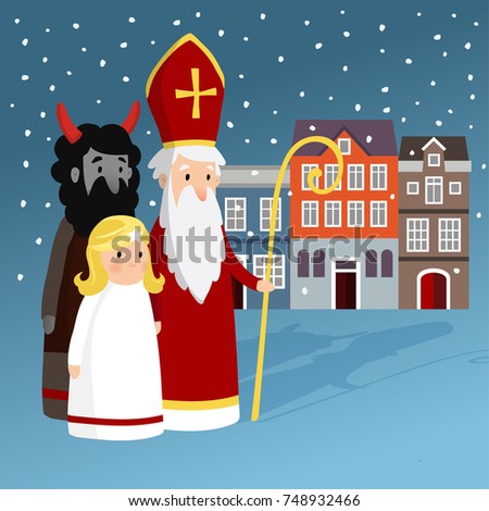 Cute Saint Nicholas Angel Devil Old Stock-Vektorgrafik (Lizenzfrei ...