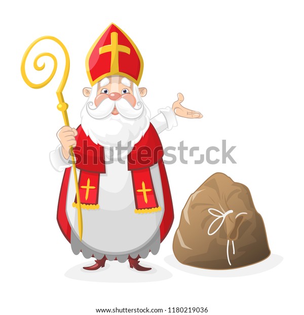 Cute Saint Nicholas Cartoon Character Gift Stock Vector (Royalty Free ...